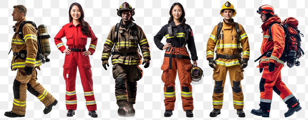 PNG Diverse female male firefighter | Premium PNG - rawpixel
