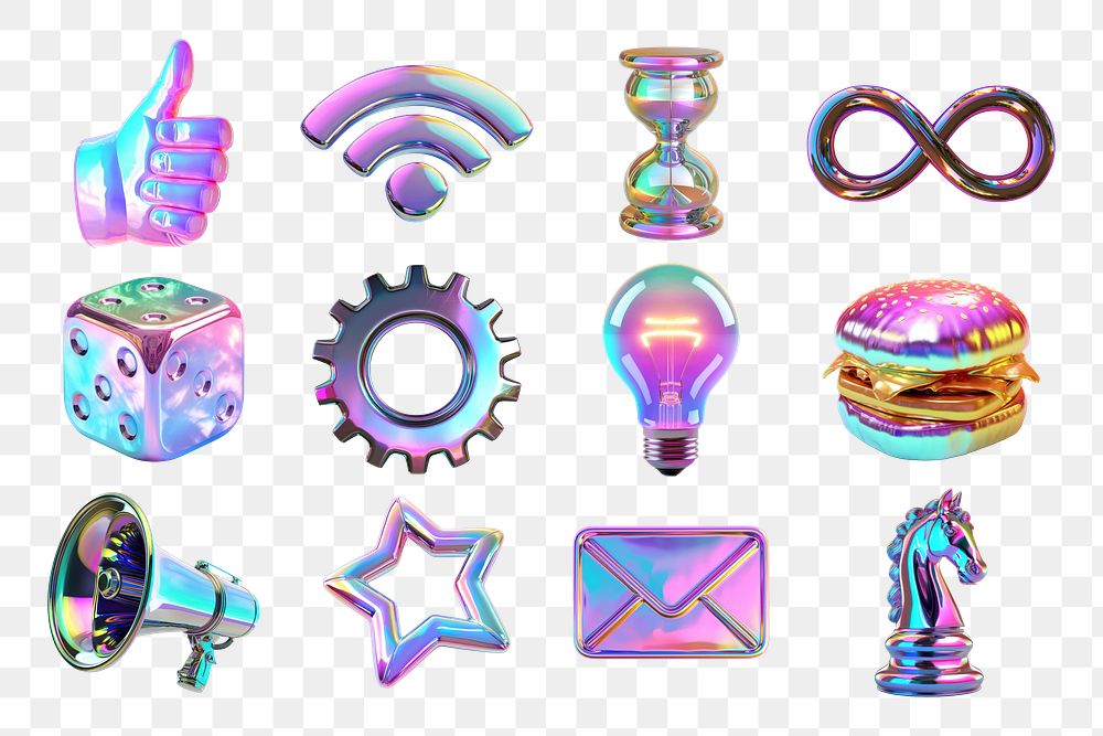 PNG 3D iridescent icon element | Free PNG - rawpixel