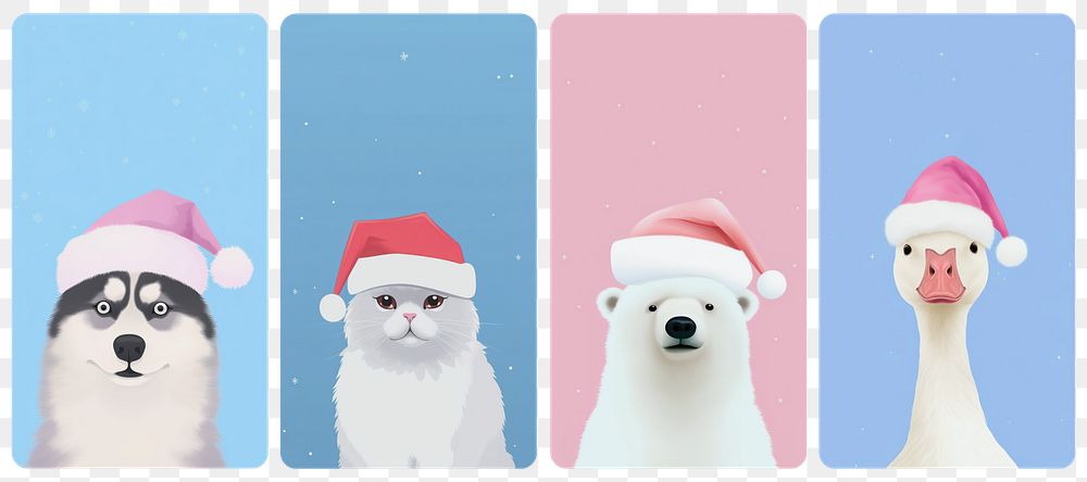 Cute animals Santa hats png | Premium PNG - rawpixel