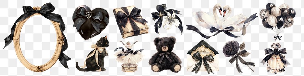 Watercolor black coquette png cut | Free PNG - rawpixel