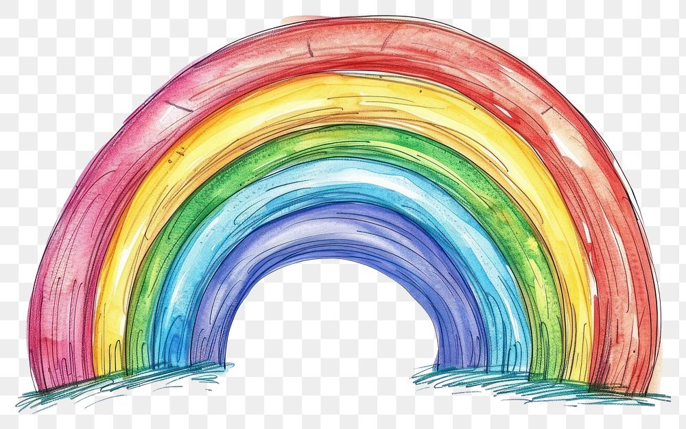 PNG Rainbow doodle illustrated outdoors | Premium PNG - rawpixel