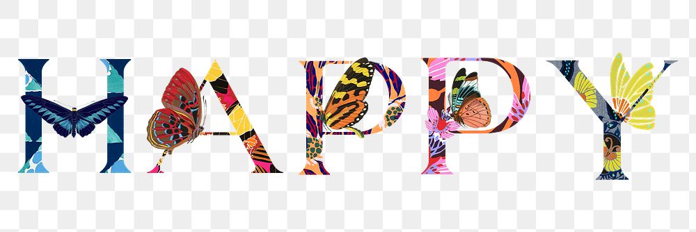 Happy word png Seguy Papillons | Free PNG - rawpixel