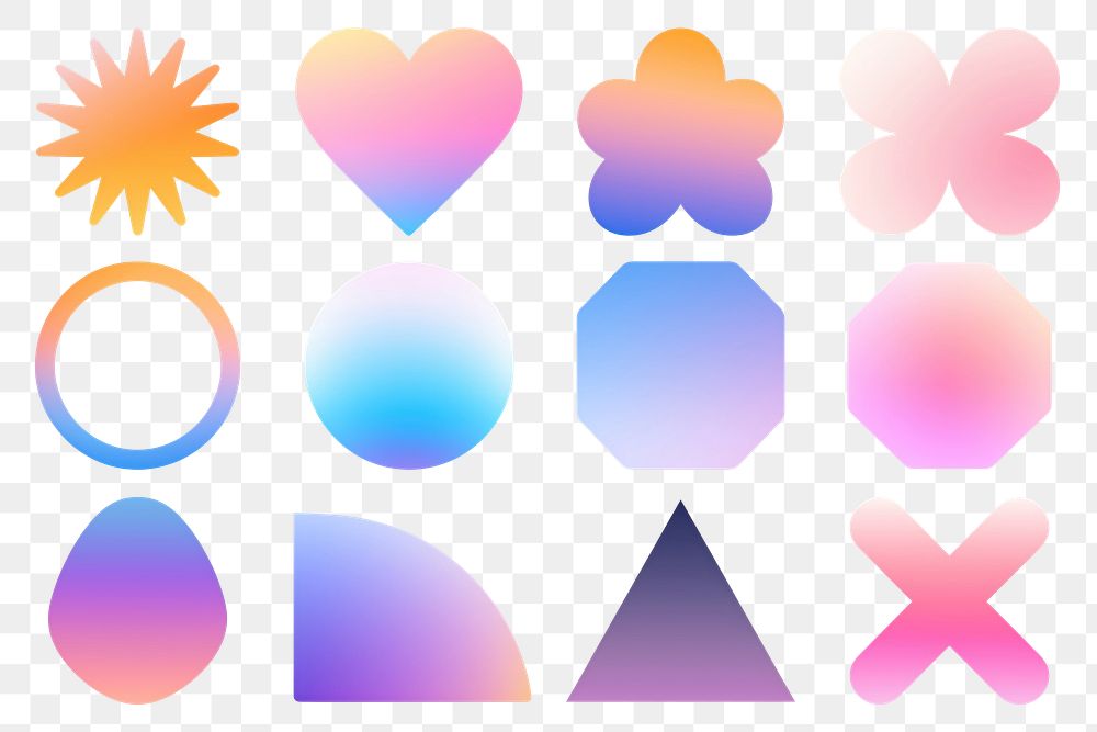 PNG gradient shape element set, | Premium PNG - rawpixel