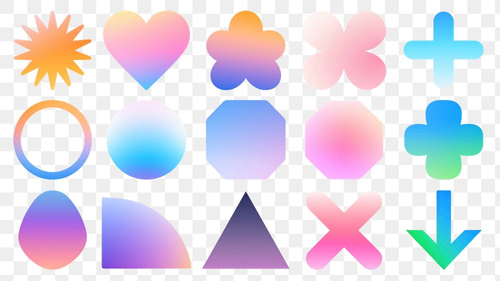 PNG gradient shape element set, | Premium PNG - rawpixel