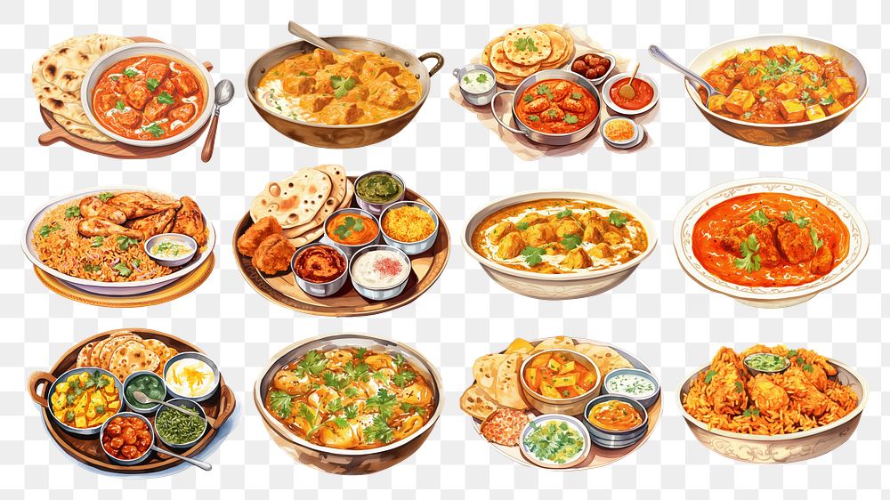 Digital paint Indian foods png | Premium PNG - rawpixel