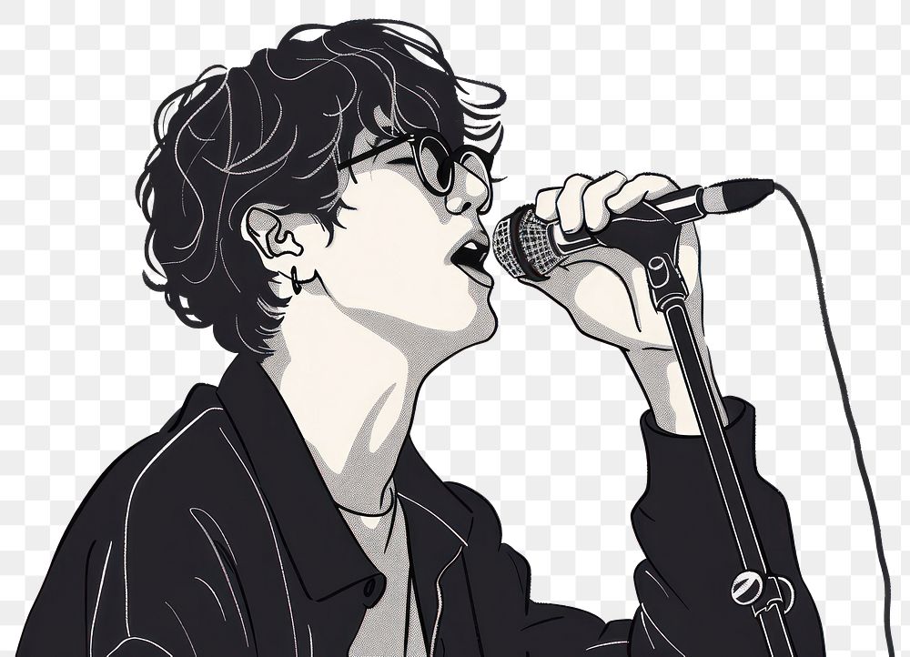 PNG Singer drawing face illustrated. | Free PNG - rawpixel