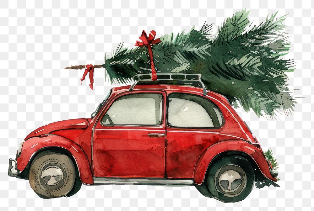 PNG Illustration car watercolor tree | Free PNG - rawpixel