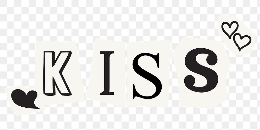 Kiss word sticker png element | Premium PNG - rawpixel