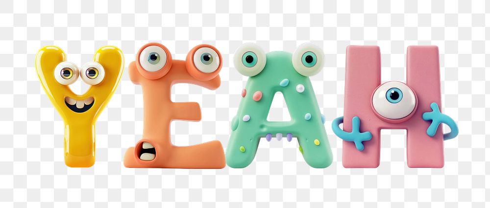 Yeah word png 3D monster | Premium PNG - rawpixel
