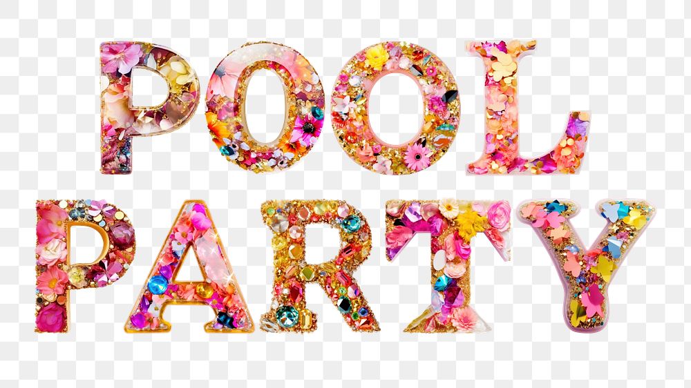 Pool party word png glitter | Premium PNG - rawpixel
