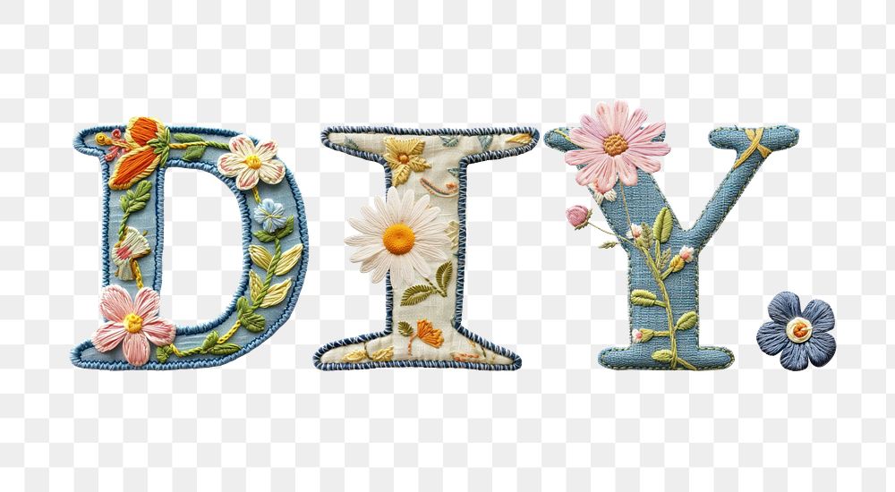 Diy word png embroidery font, | Free PNG - rawpixel