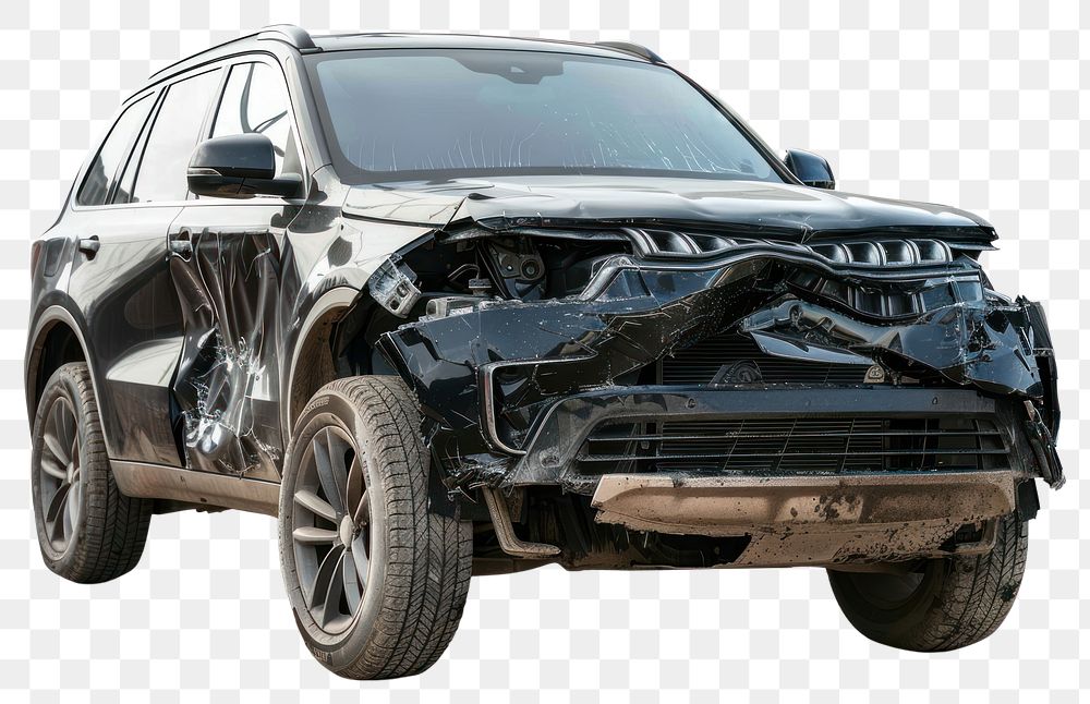 PNG Damaged black SUV car | Premium PNG - rawpixel