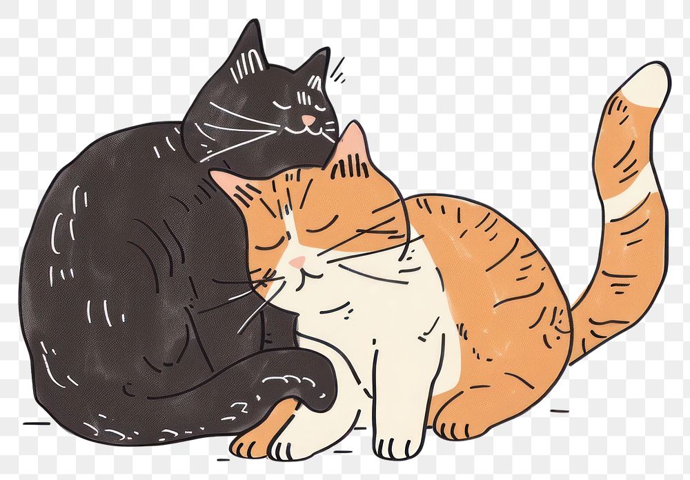 PNG Adorable cats cuddling illustration | Free PNG - rawpixel