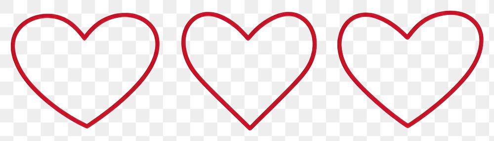 PNG Three red heart outlines | Free PNG - rawpixel
