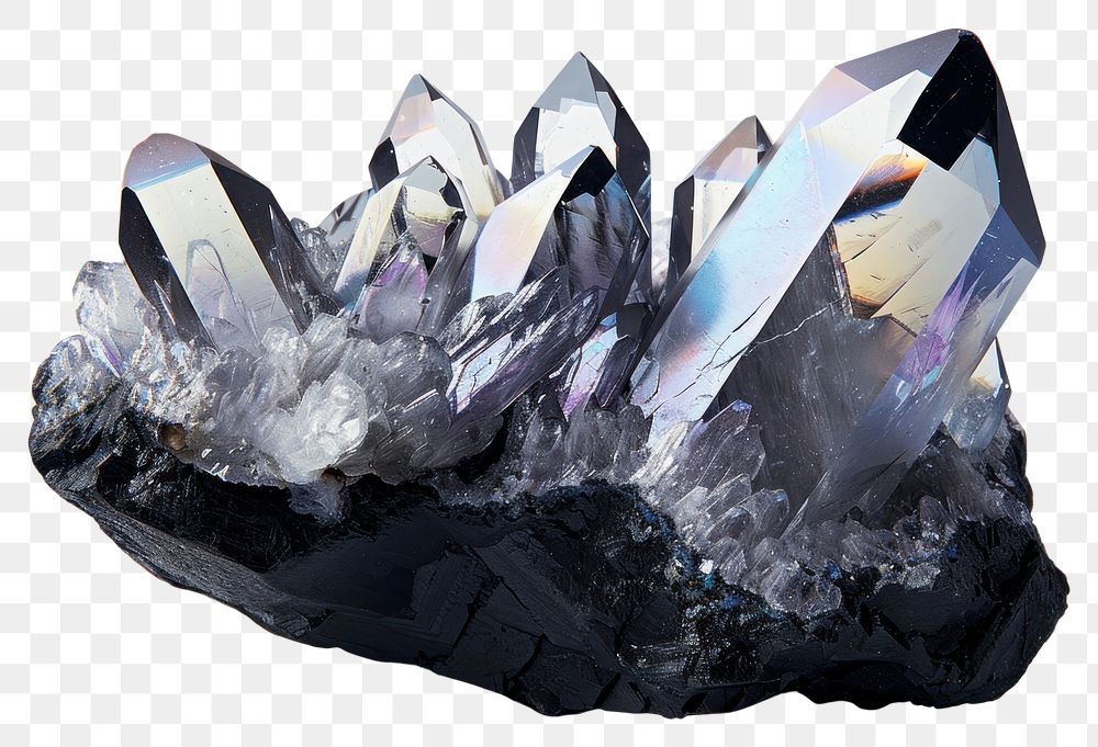 PNG Iridescent quartz crystal cluster | Premium PNG - rawpixel