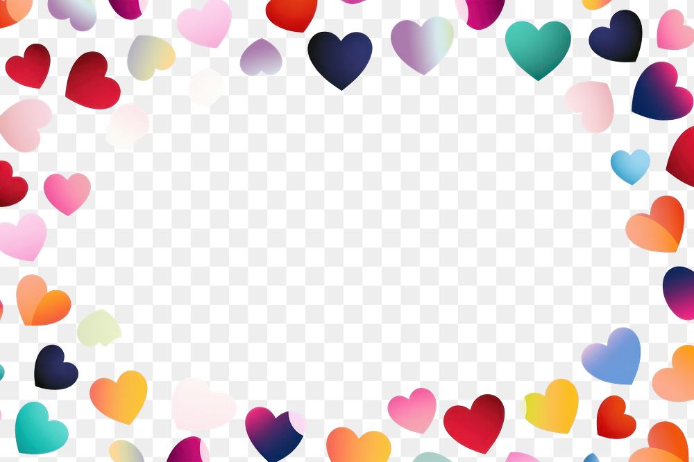 PNG Colorful hearts frame illustration | Free PNG - rawpixel