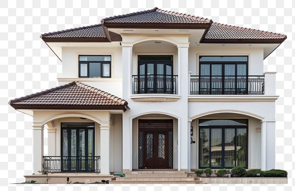 Elegant modern two-story house | Premium PNG - rawpixel