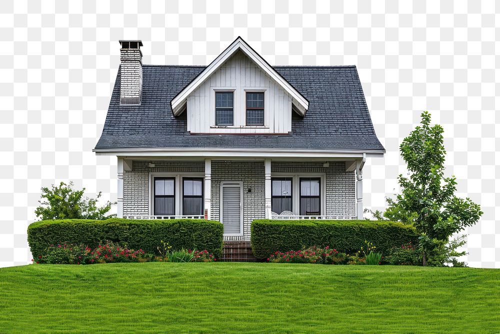 Charming suburban house with garden | Free PNG - rawpixel