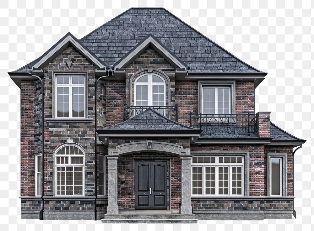Elegant brick two-story house | Free PNG - rawpixel