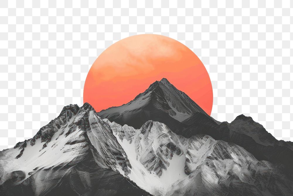 PNG Abstract mountain sunset art | Premium PNG - rawpixel