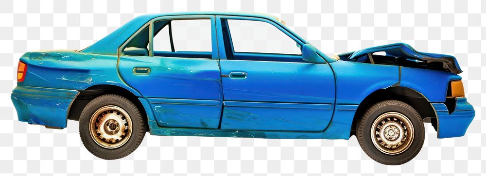 PNG Damaged blue car isolated | Free PNG - rawpixel
