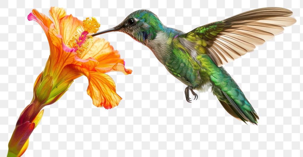 PNG Hummingbird sipping vibrant flower | Free PNG - rawpixel
