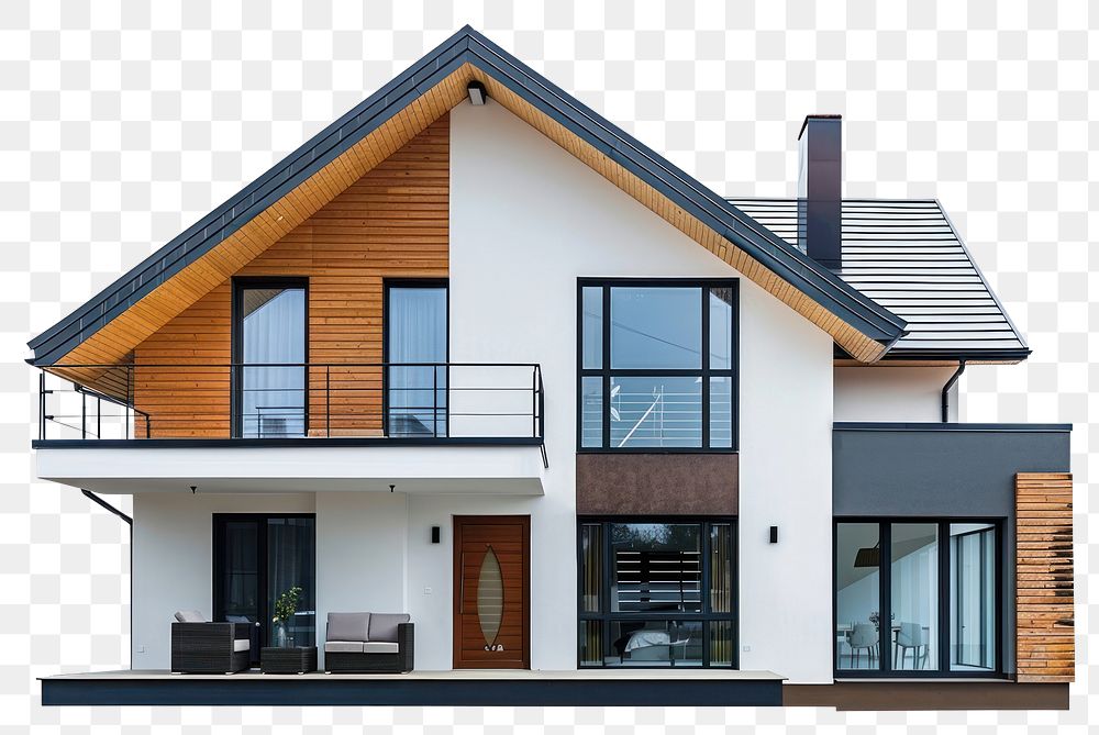 Modern two-story house exterior | Free PNG - rawpixel