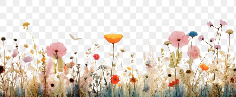 PNG Colorful wildflowers nature scene | Free PNG - rawpixel