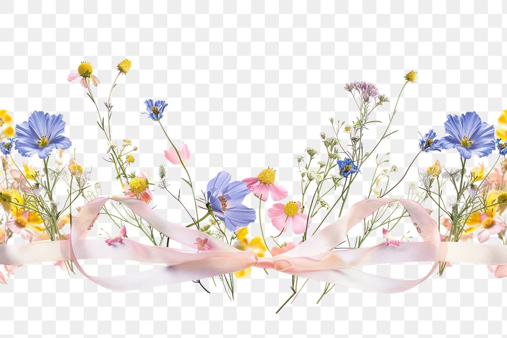 Delicate floral ribbon decoration | Premium PNG - rawpixel