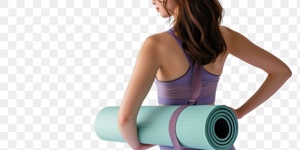PNG Woman holding yoga mat | Free PNG - rawpixel