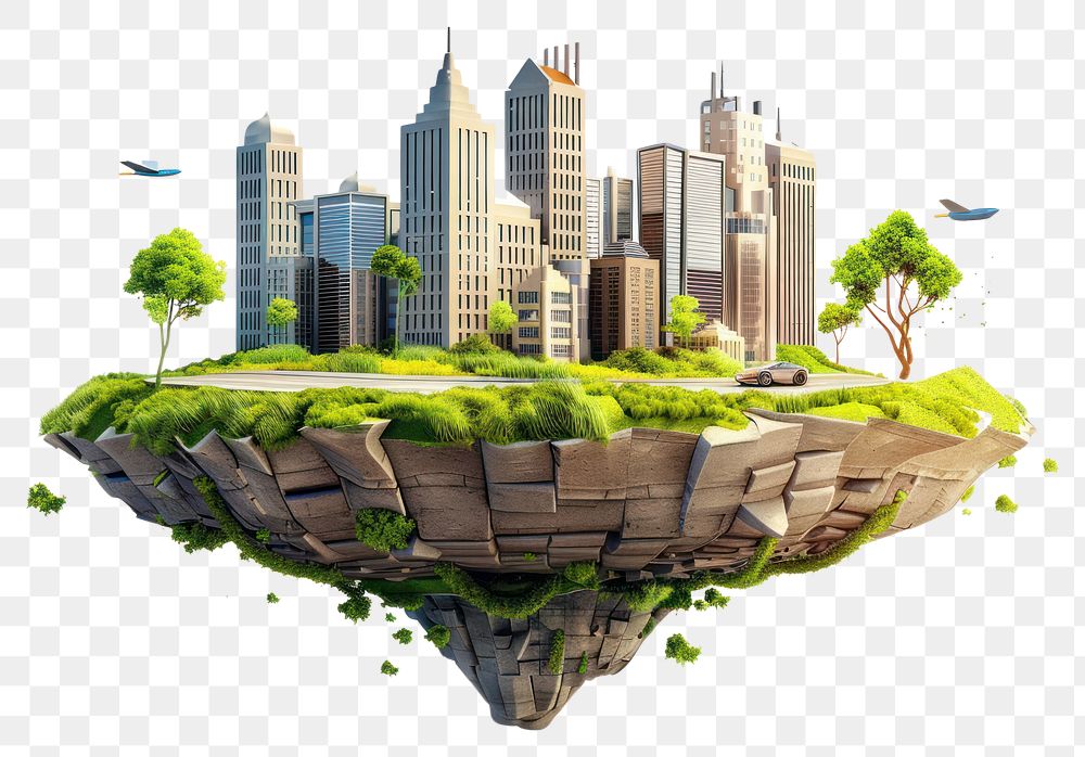 PNG Floating city green nature | Premium PNG - rawpixel