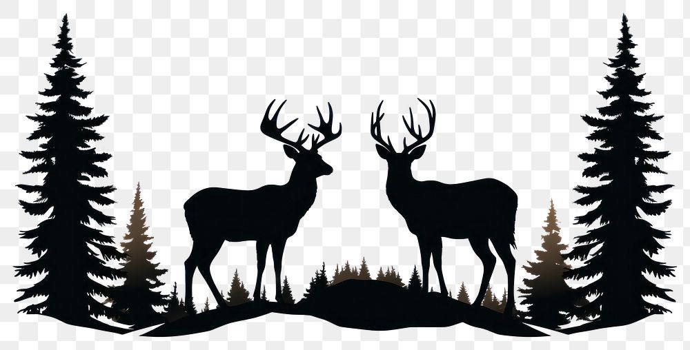 PNG Two deer silhouette tree | Free PNG - rawpixel