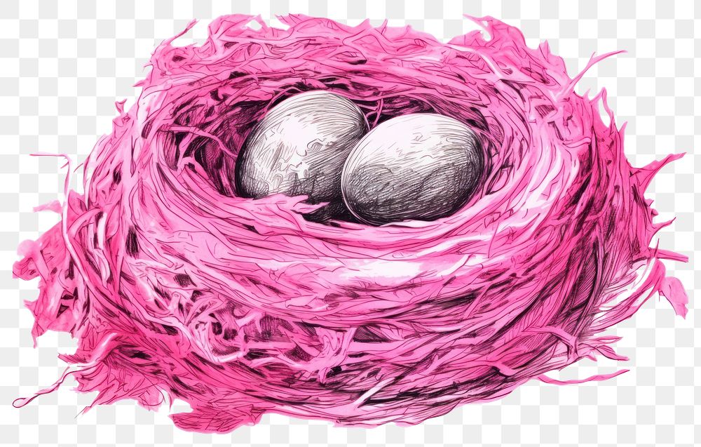 PNG Pink nest with eggs | Free PNG - rawpixel