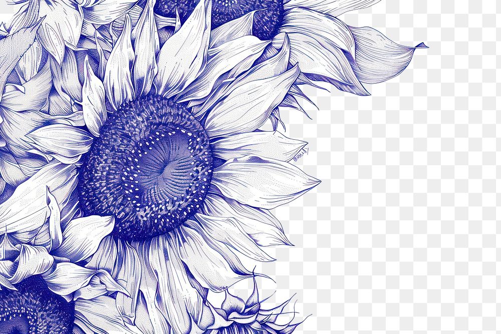 PNG Detailed blue sunflower illustration | Free PNG - rawpixel