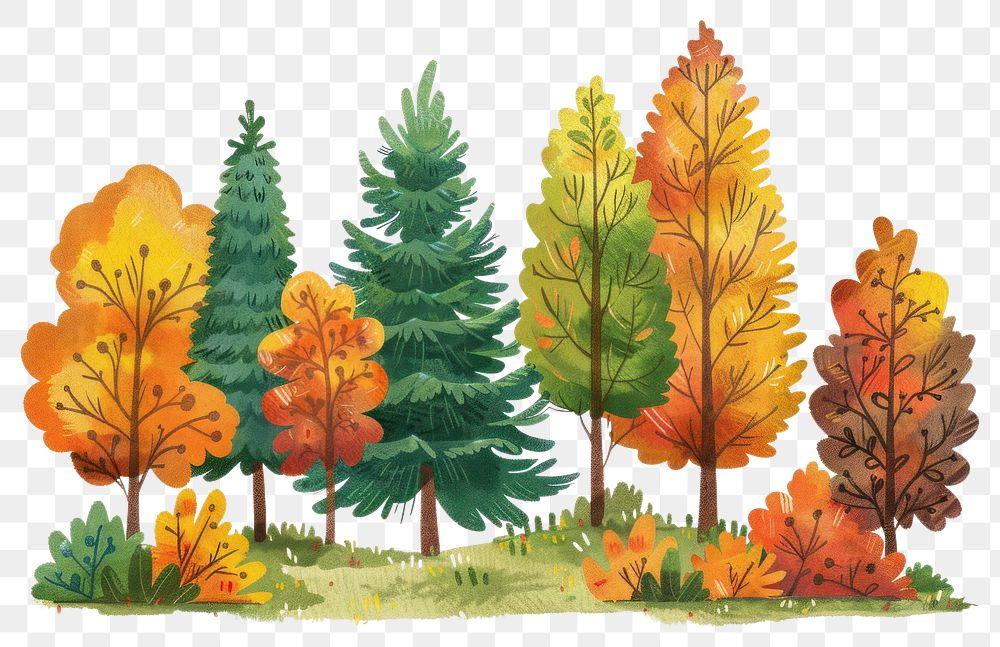 PNG Colorful autumn forest illustration | Free PNG - rawpixel