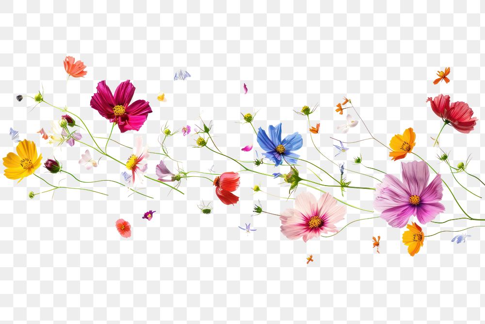 PNG Colorful flowers flying butterflies | Premium PNG - rawpixel