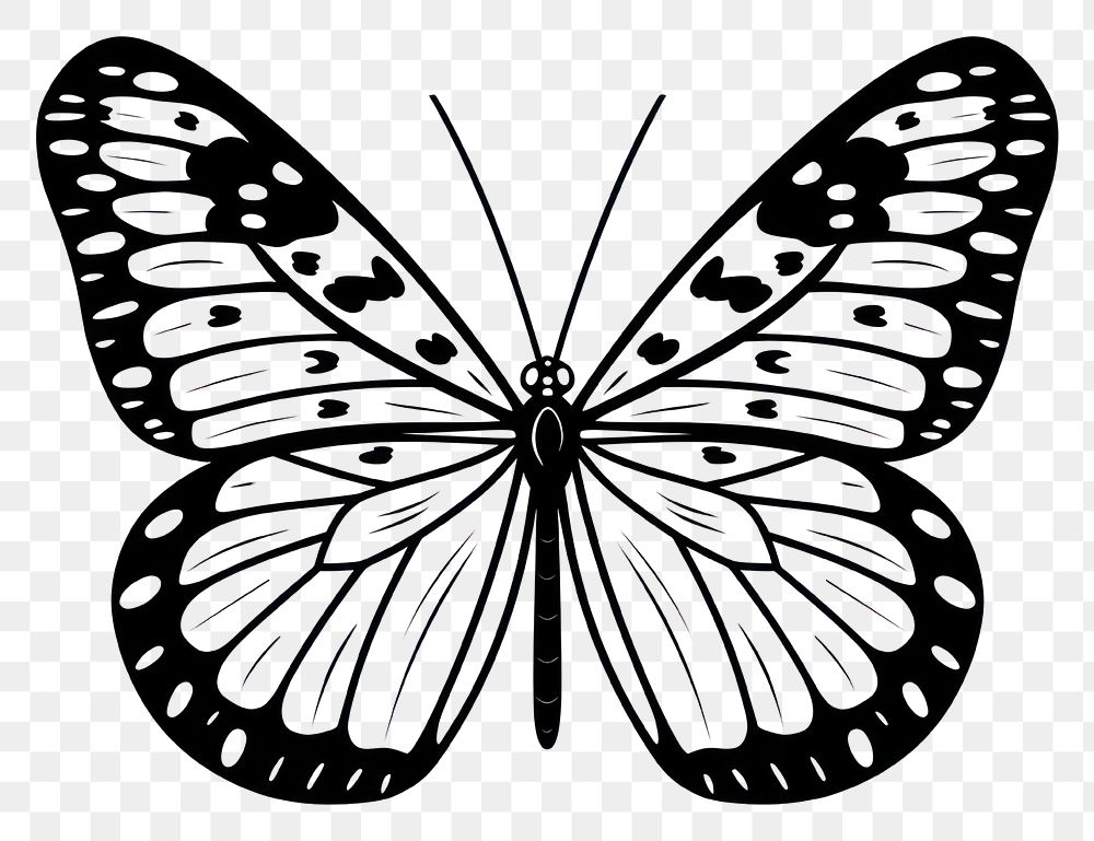 PNG Illustrated butterfly stencil drawing. | Free PNG - rawpixel