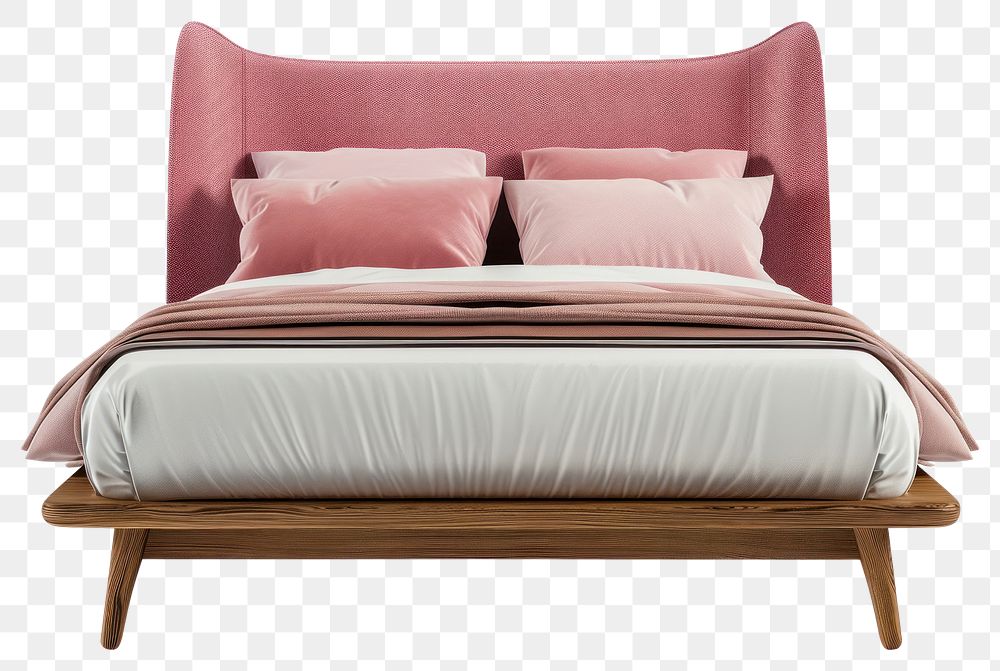 Elegant pink upholstered bed | Free PNG - rawpixel