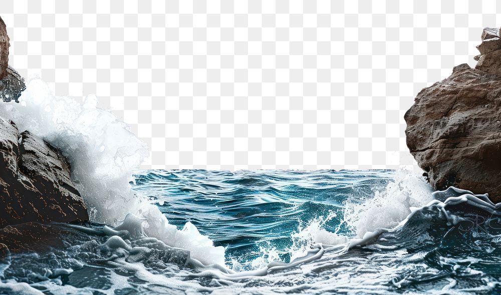 PNG Waves crashing rocky cliffs | Free PNG - rawpixel