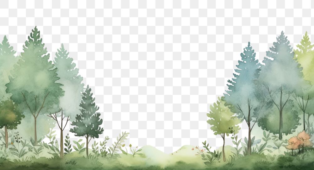 PNG Watercolor forest border vegetation | Free PNG - rawpixel