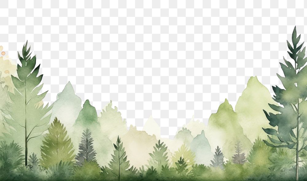 PNG Watercolor forest border vegetation | Free PNG - rawpixel