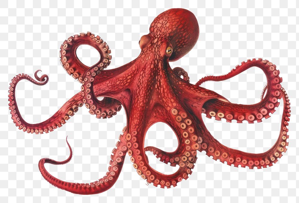 PNG Detailed red octopus illustration | Free PNG - rawpixel