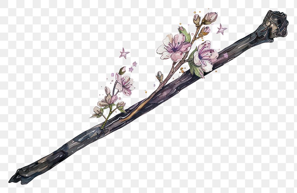 PNG Magical floral enchanted wand | Free PNG - rawpixel