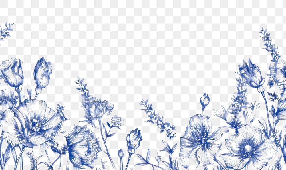 PNG Elegant blue floral border | Premium PNG - rawpixel