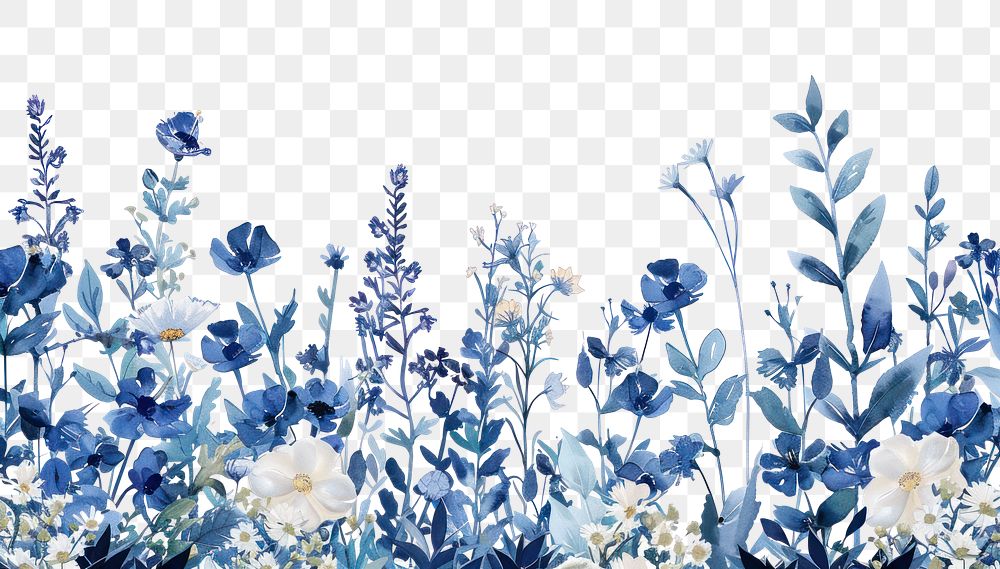 PNG Elegant blue floral border | Premium PNG - rawpixel