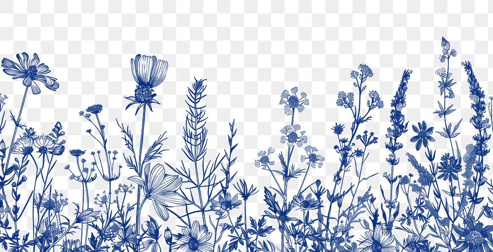PNG Elegant blue floral border | Premium PNG - rawpixel