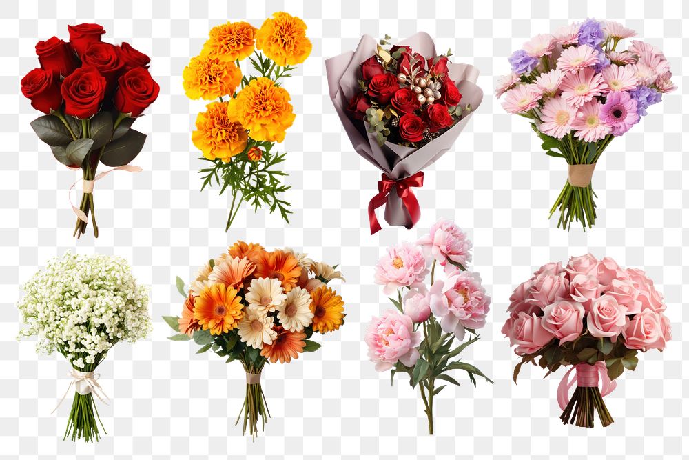 PNG flower bouquet set, transparent | Free PNG - rawpixel