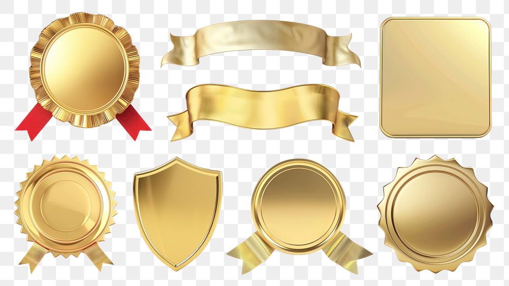 PNG gold badge element set | Free PNG - rawpixel