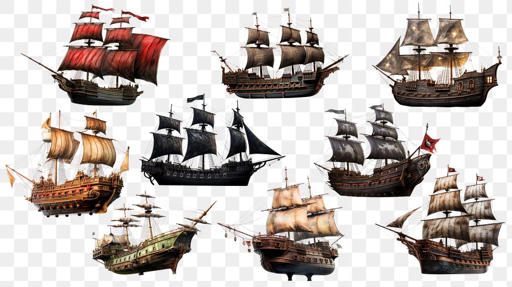 PNG pirate ship element set, | Premium PNG - rawpixel
