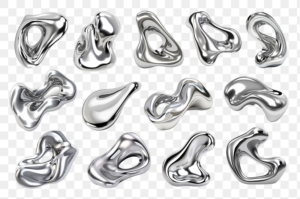 PNG 3D liquid chrome abstract | Premium PNG - rawpixel